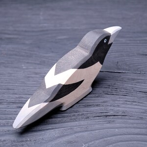 Wooden Figurine Magpie - Wooden Bird - Wood Bird Figurine - Bird ...
