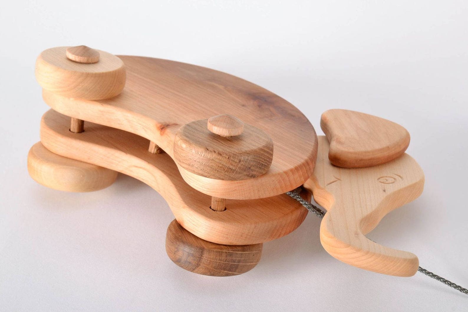 Wooden Push Toy Elephant On Wheels Wooden Pull Toy | Etsy