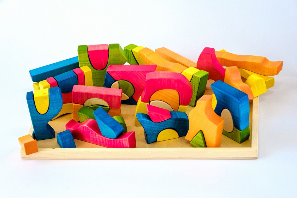 Wooden Building Blocks Wooden Play Set Wooden Toys | Etsy