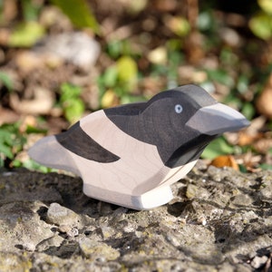 Wooden Figurine Magpie - Wooden Bird - Wood Bird Figurine - Bird ...