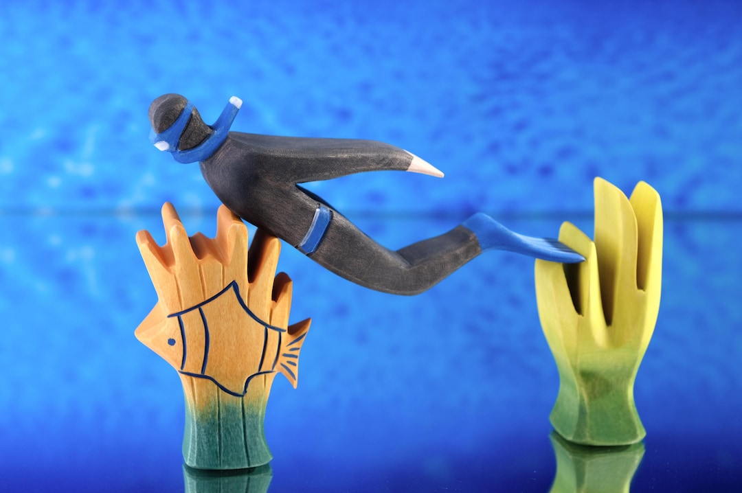 Scuba Diver - Diver Toy - Marine Figurine - Wooden Animal Toy - Waldorf ...
