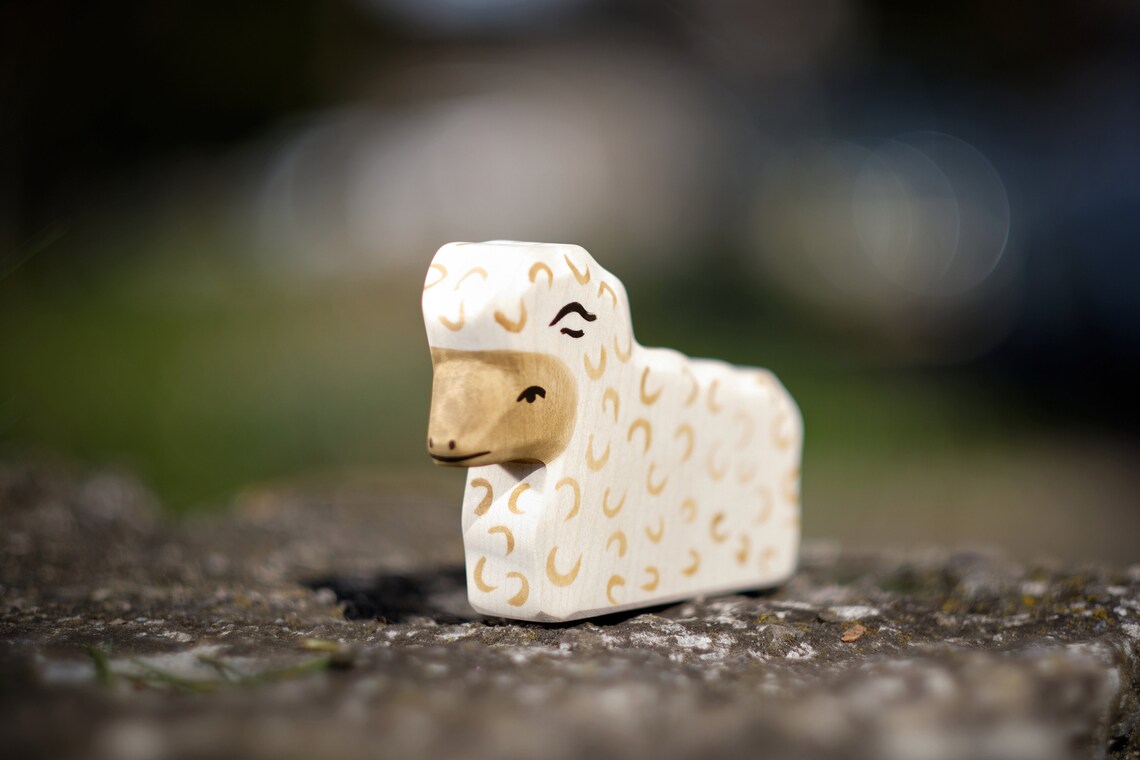 Sheep Figurine Wooden Sheep Wooden Lamb Learning Toy - Etsy