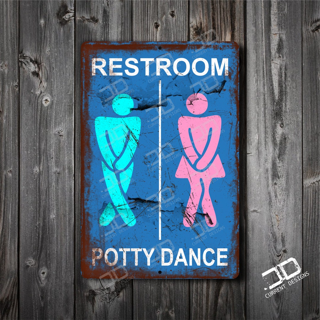 Vintage Restroom Metal Potty Dance Sign | Bathroom Decor | Restroom ...