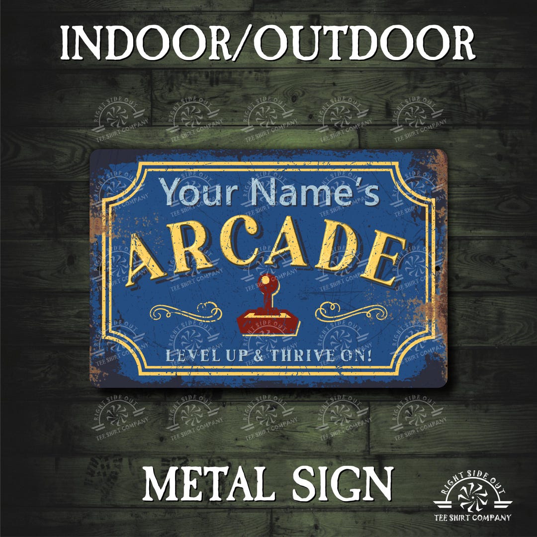 Arcade Metal Sign Your Name Custom Personalized Metal Game Room Man ...