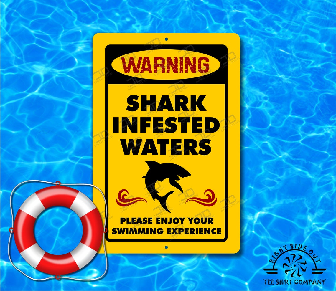 Shark Infested Waters Sign Pool Rules Aluminum Sign UV - Etsy