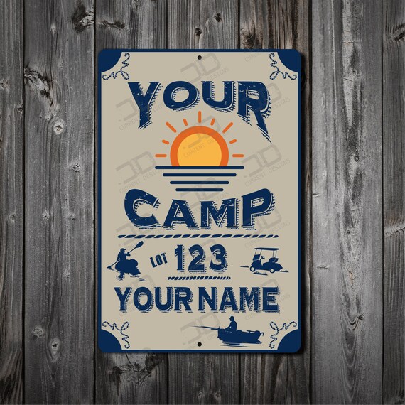 Camping Signs Custom Metal With Your Name Camp Lake or | Etsy