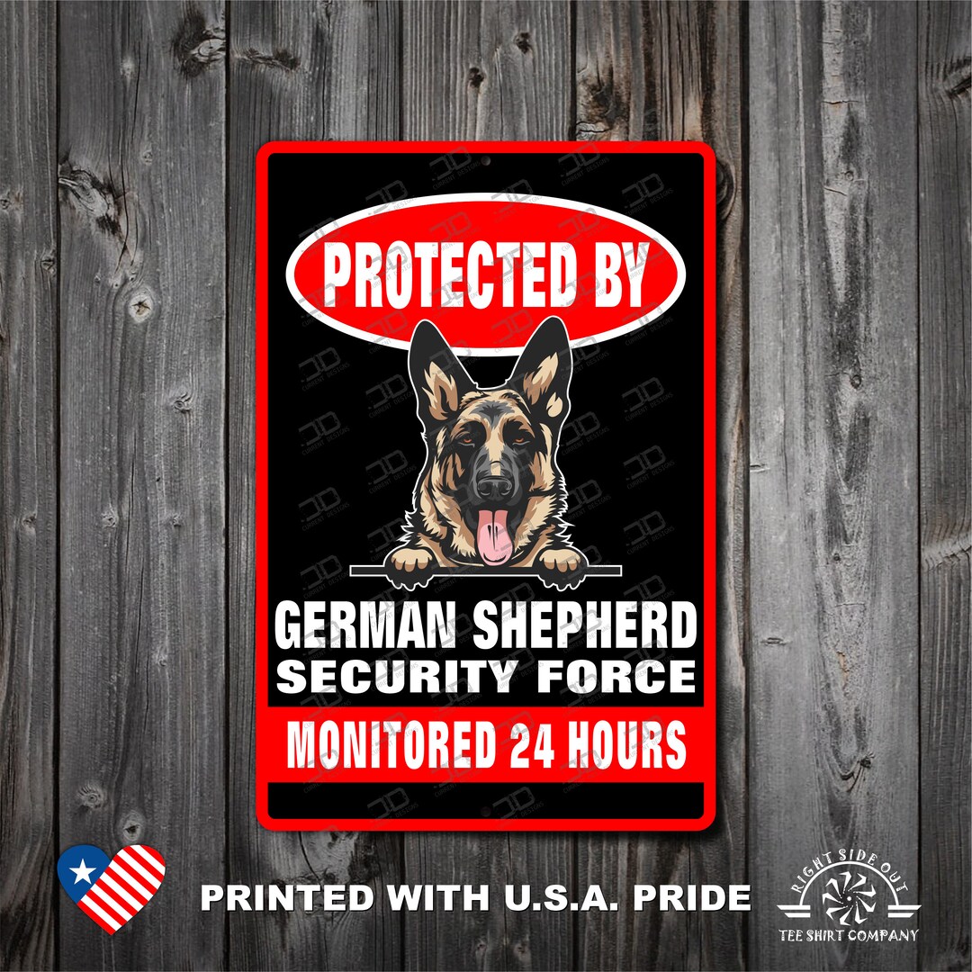 German Shepherd Metal Dog Sign. Animal Lover, Protected by Metal Sign ...