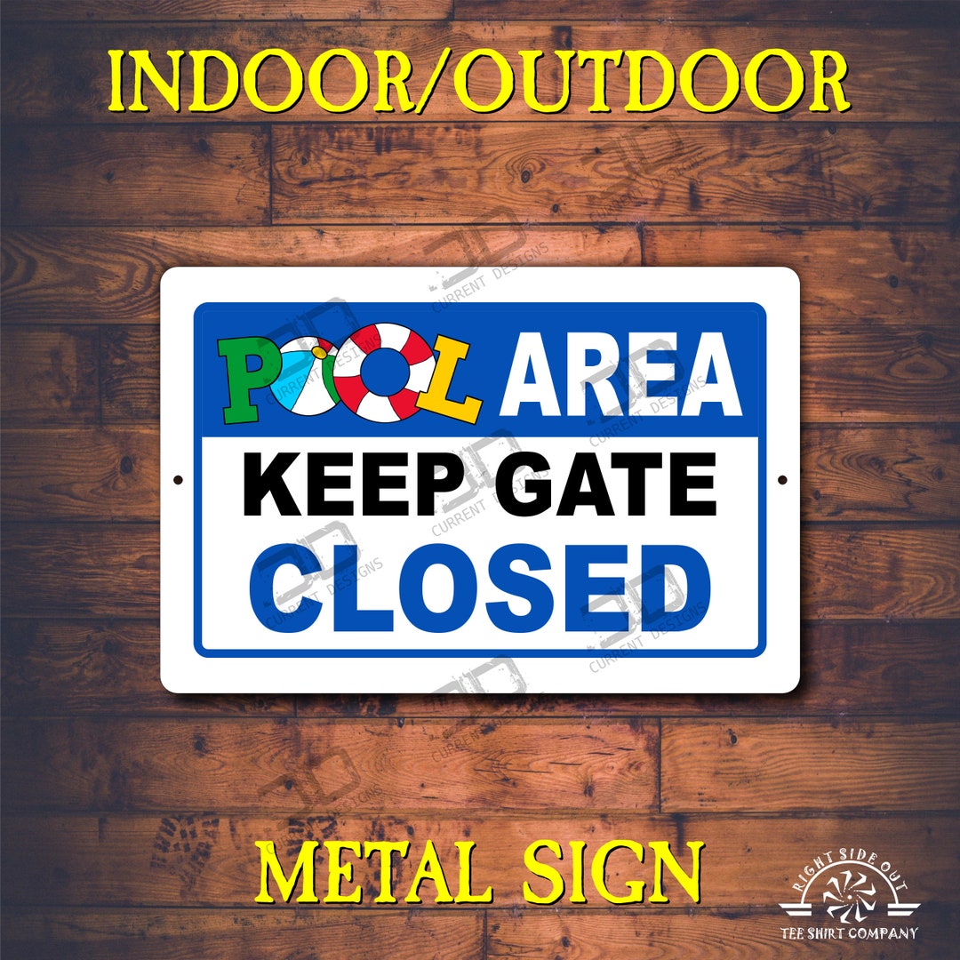 Pool Rules Metal Swimming Keep Gate Close Outdoor Metal Pool Sign Yard ...