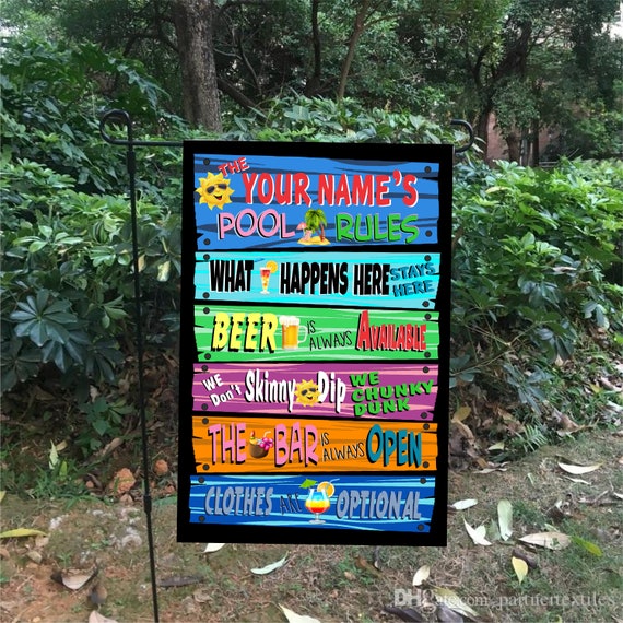 Funny Pool Signs Custom Swimming Pool Rules Garden Flag | Etsy