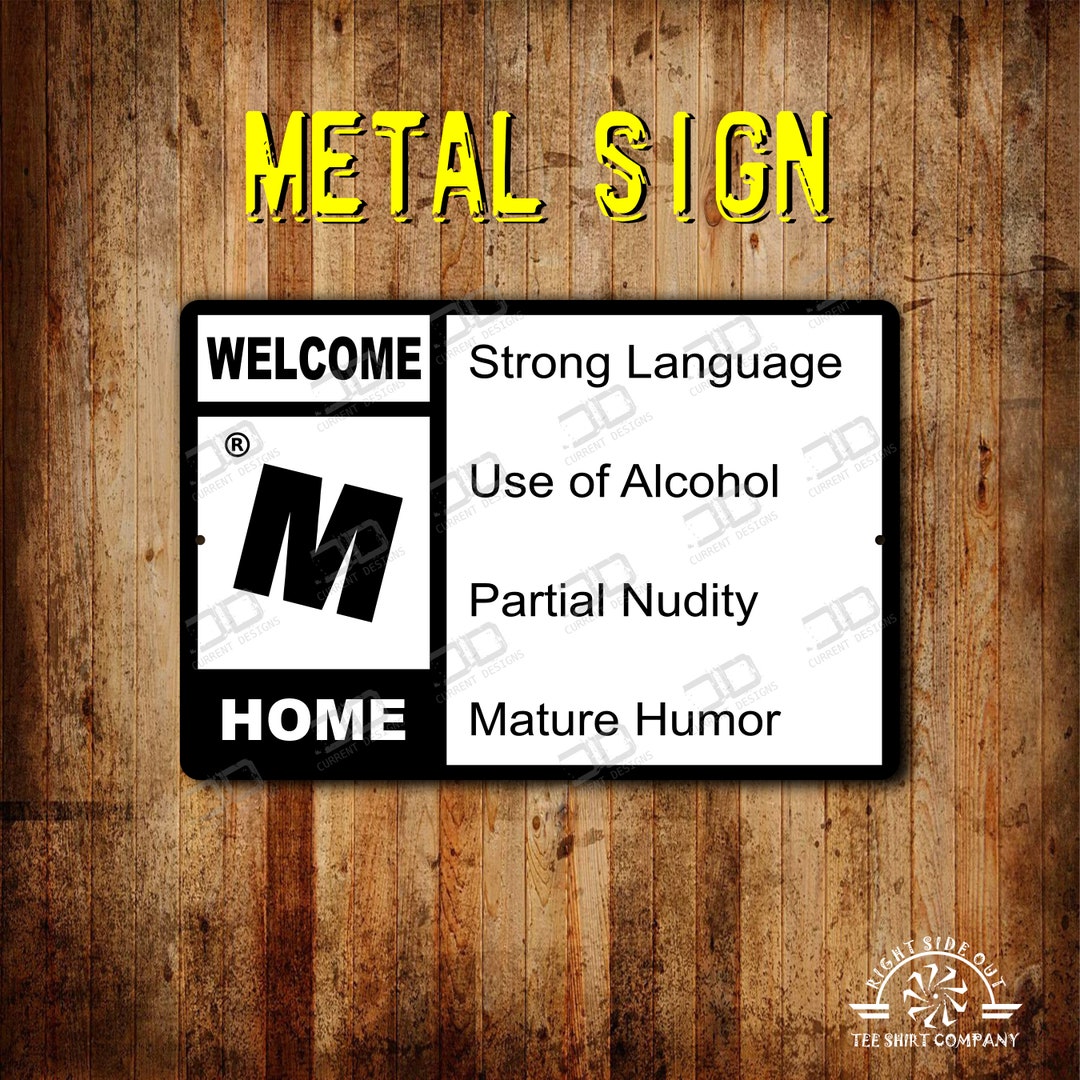 Funny Metal Sign Bar Sign for Man Cave Home Bar She Shed Mature Content ...