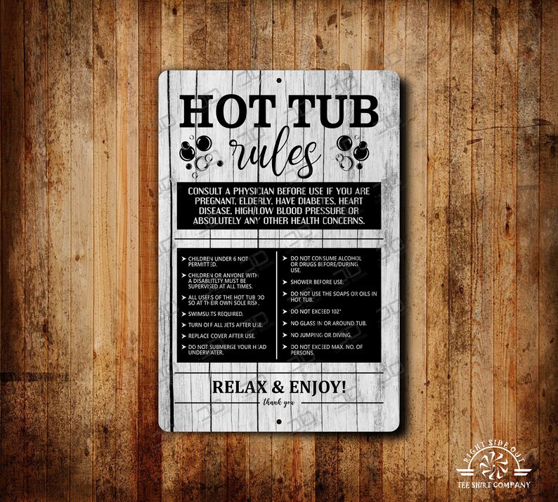 Traditional Hot Tub Rules Metal Sign Outdoor and Indoor Hot | Etsy