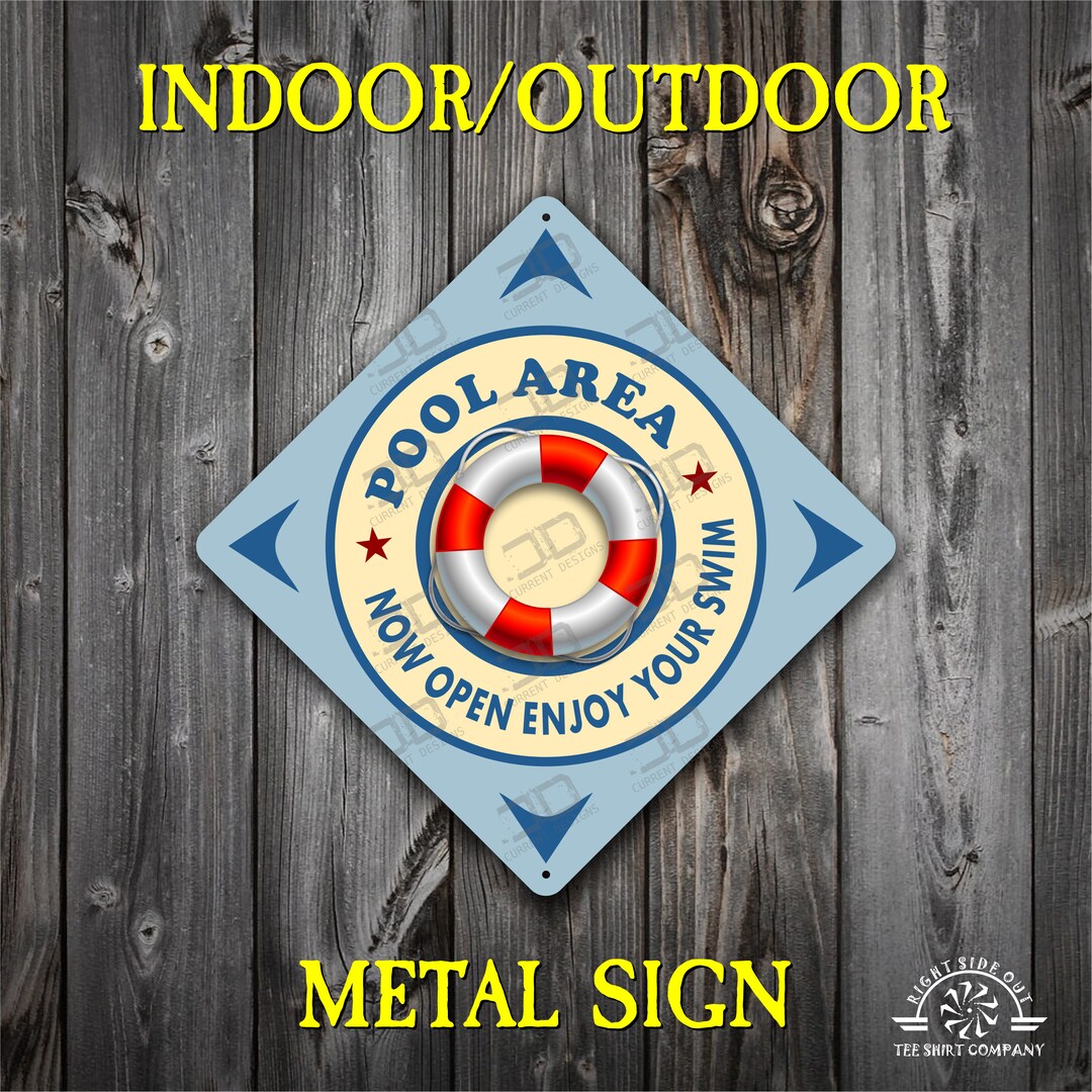Pool Open Metal Sign Swimming Pool Open Gate Sign Pool Gift Outdoor ...