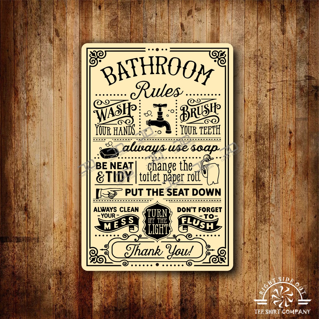 Metal Restroom Sign Bathroom Rules Metal Sign, Aluminum Sign UV Coated ...
