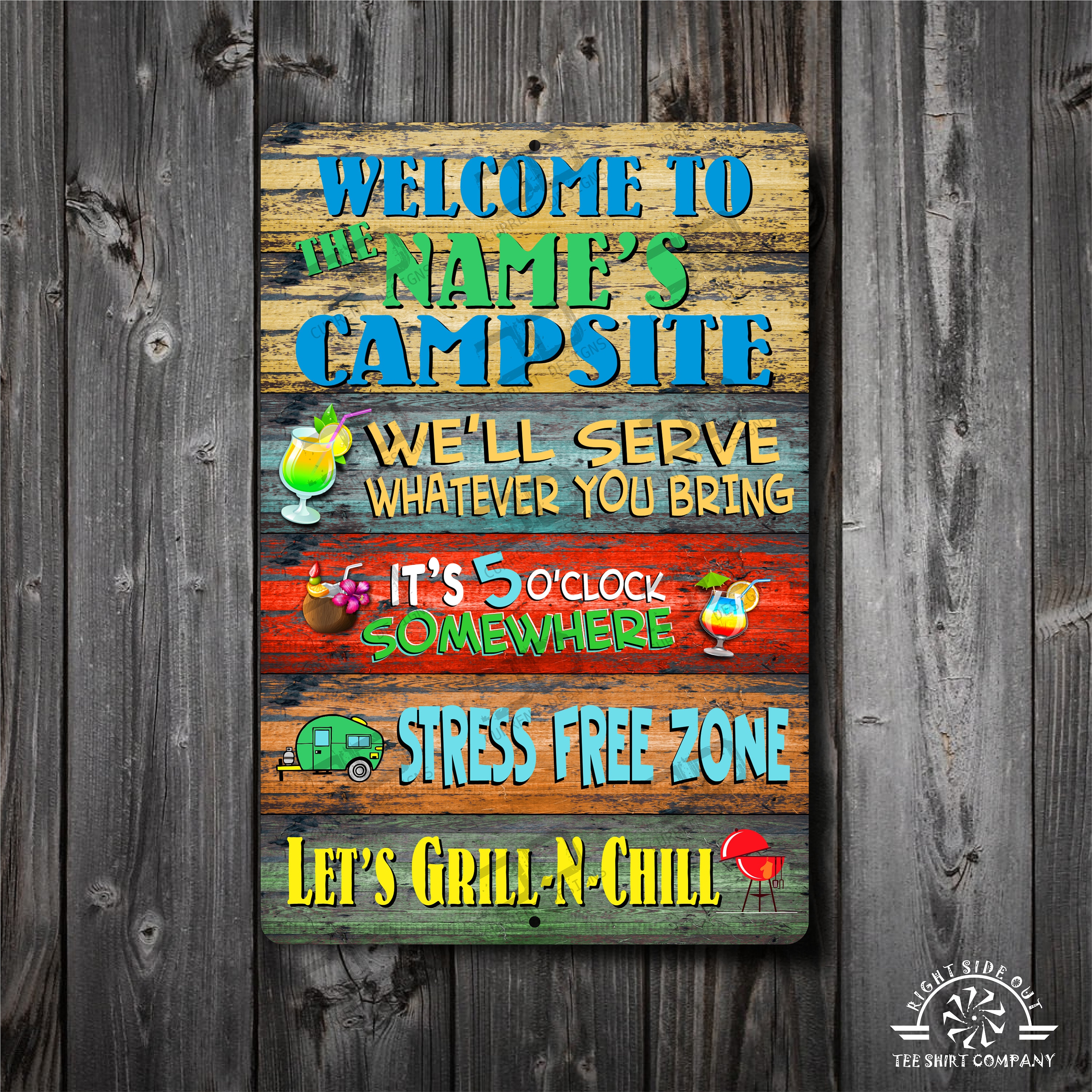 Welcome to Our Campsite Metal Outdoor Sign With Your Name. Personalized ...