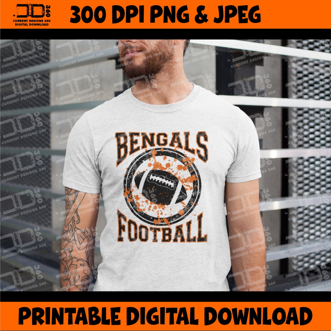 Bengals Png Printable Download Bengals Football Sublimation Dtg Digital ...