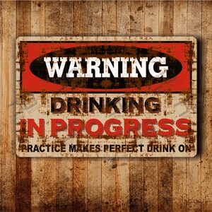 Drinking Practice Makes Perfect Metal Sign, Man Cave Sign, Gift, Metal ...