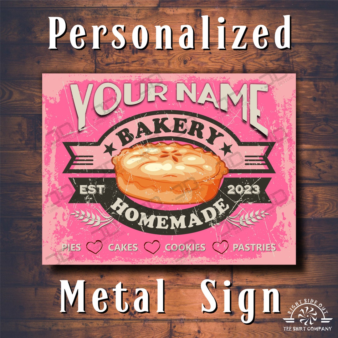 Bakery Metal Wall Sign Personalized Bakery Sign Kitchen Wall Gift Baker ...