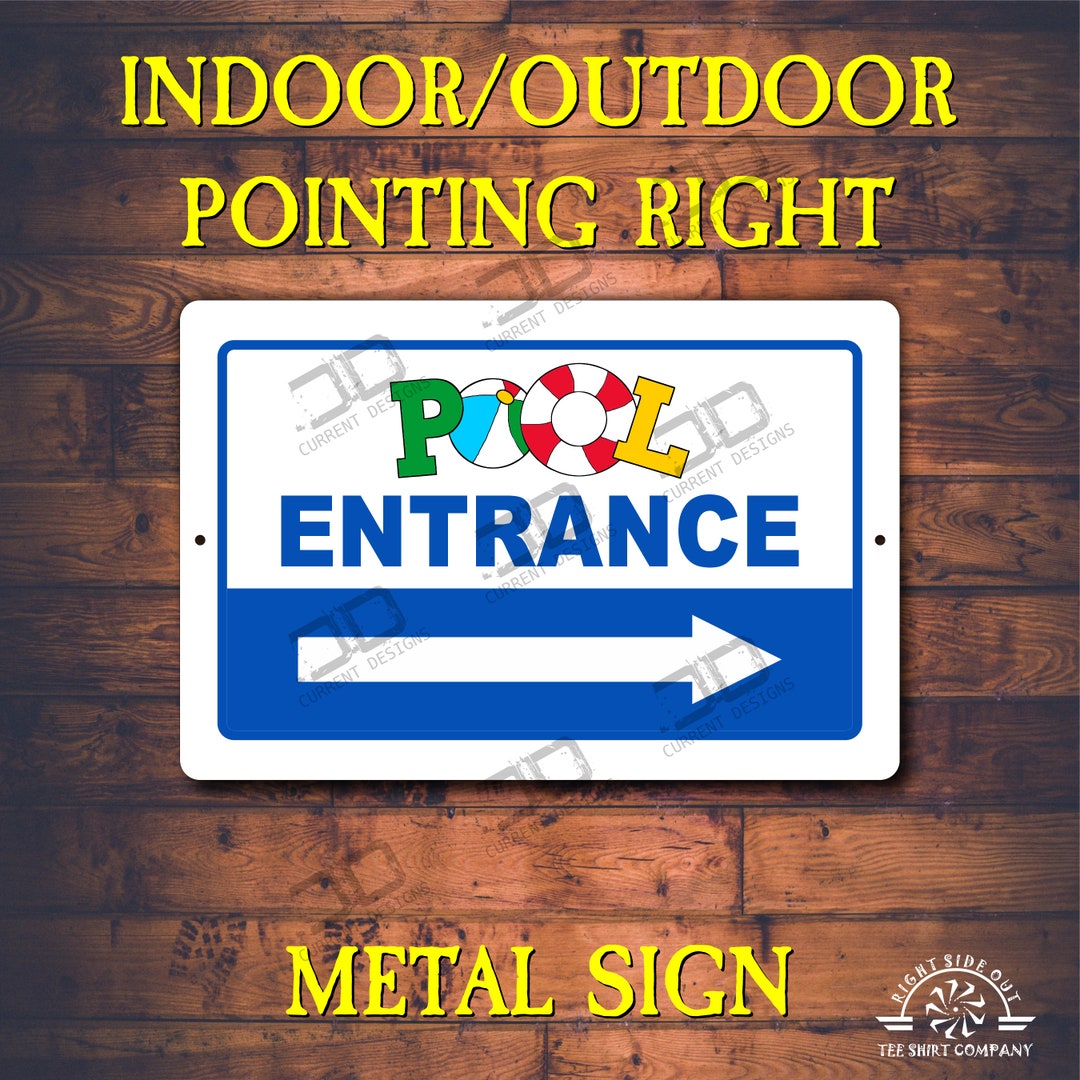 Pool Entrance Metal Sign Gate Sign Arrow Swimming Pool Patio Fence Sign ...