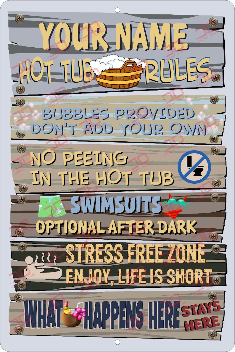 Custom Hot Tub Rules Metal Sign Outdoor Spa Sign Airbnb - Etsy
