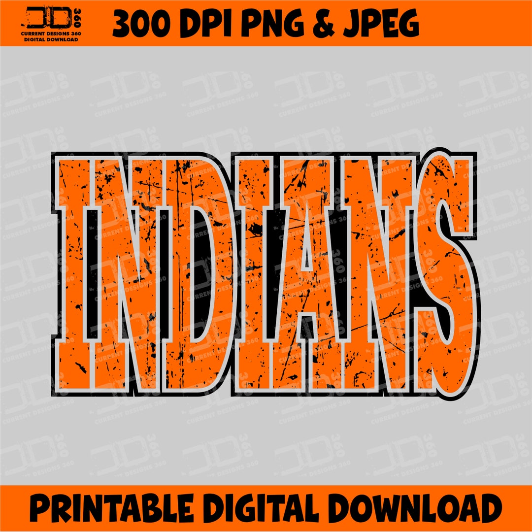 Indians Orange Png Printable Download Sports Indian Sublimation Dtf Dtg ...