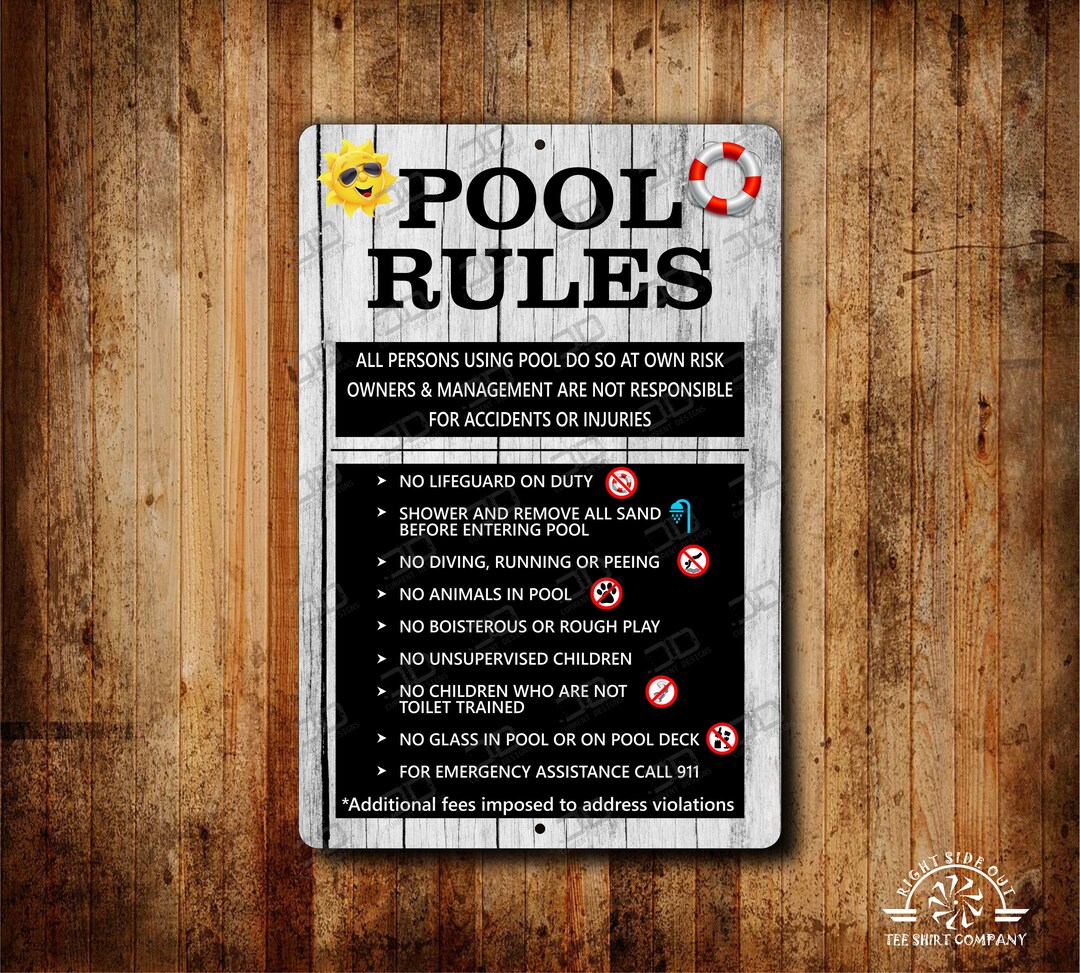 Pool Rules Metal Aluminum Sign Swimming Pool Rules Outdoor Indoor Sign ...