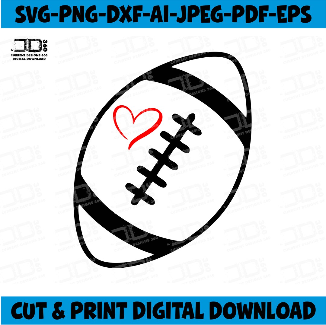 Football Heart SVG PNG Cut and Print Files Digital Download Football ...