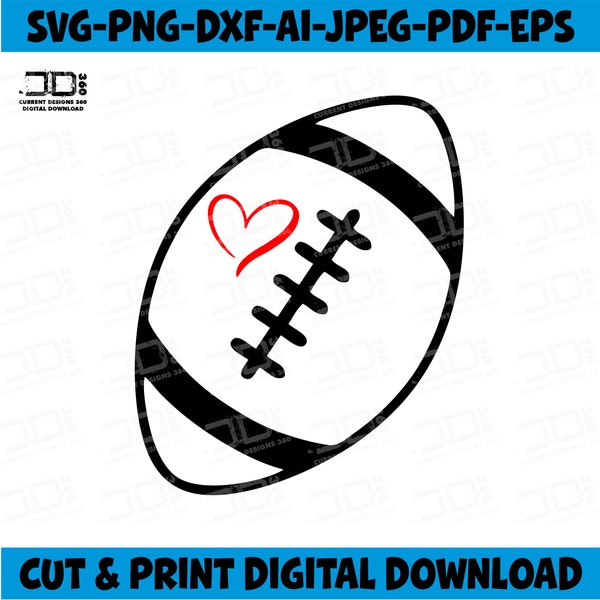Football Heart Svg - Etsy