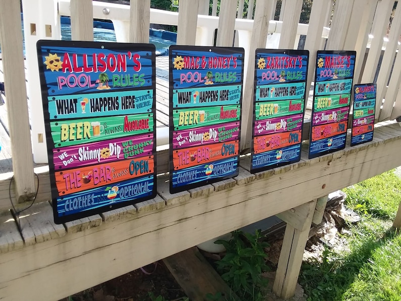 Funny Pool Signs Custom Swimming Pool Rules Aluminum Sign | Etsy