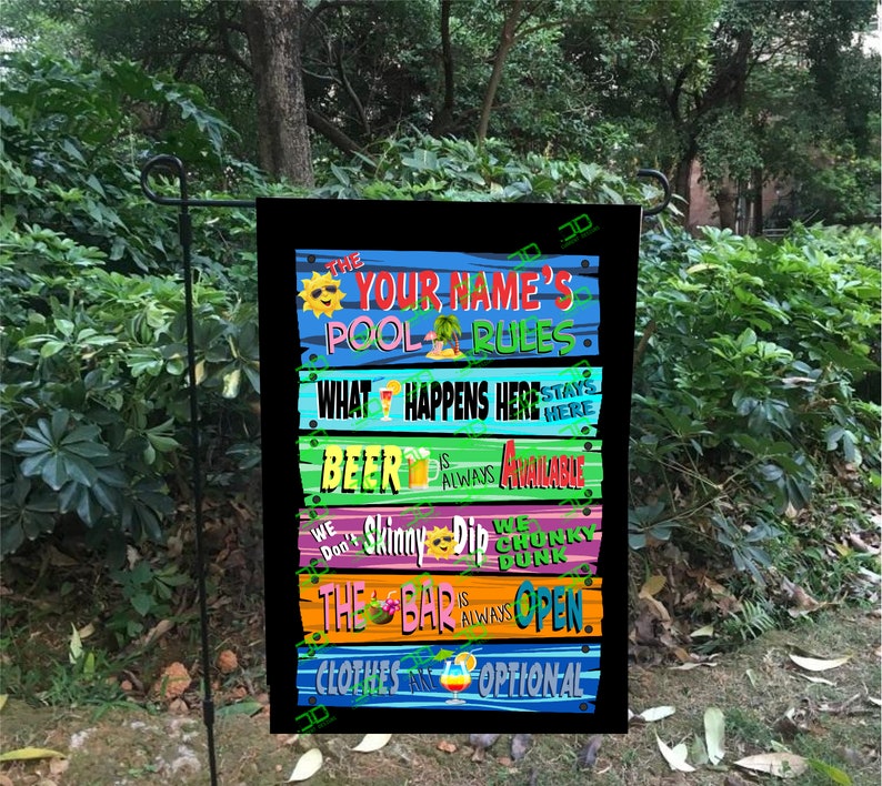 Funny Pool Signs Custom Swimming Pool Rules Garden Flag - Etsy