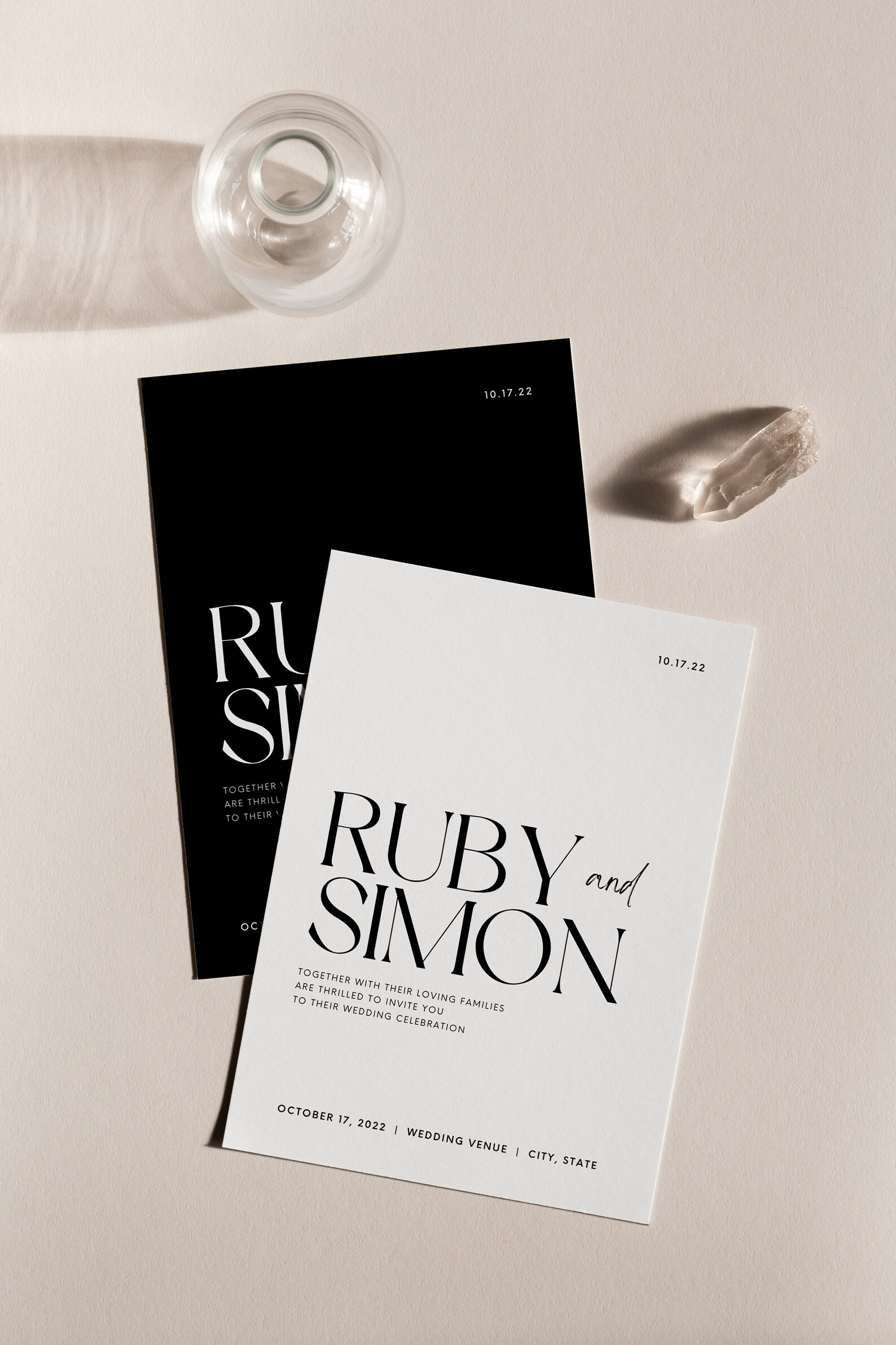 Modern Wedding Invitation Template: Simple Minimalist Design (instant ...