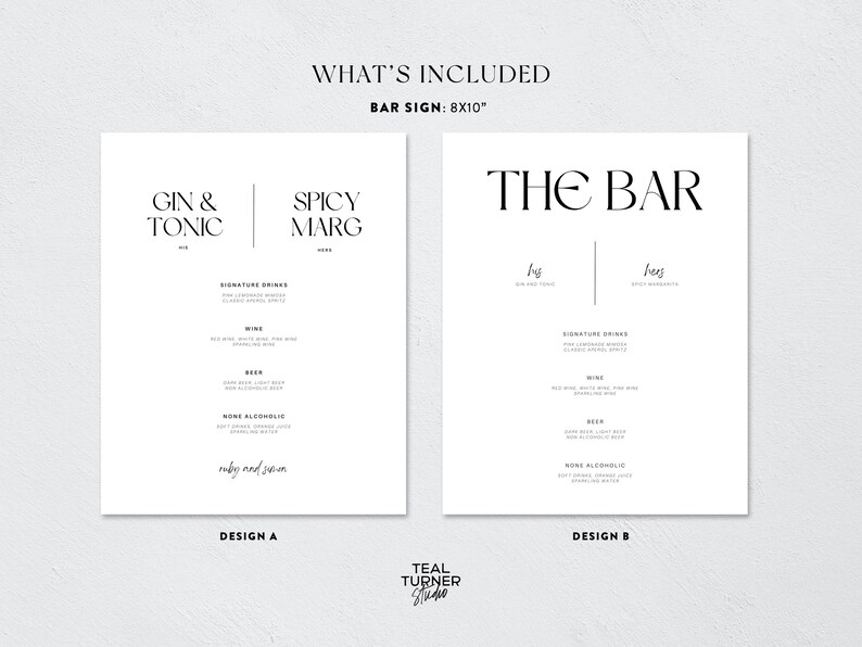 Modern Bar Sign Template Wedding Bar Sign Printable Editable - Etsy