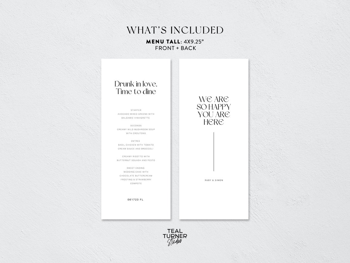 Modern Wedding Menu Template Wedding Menu Digital Template - Etsy