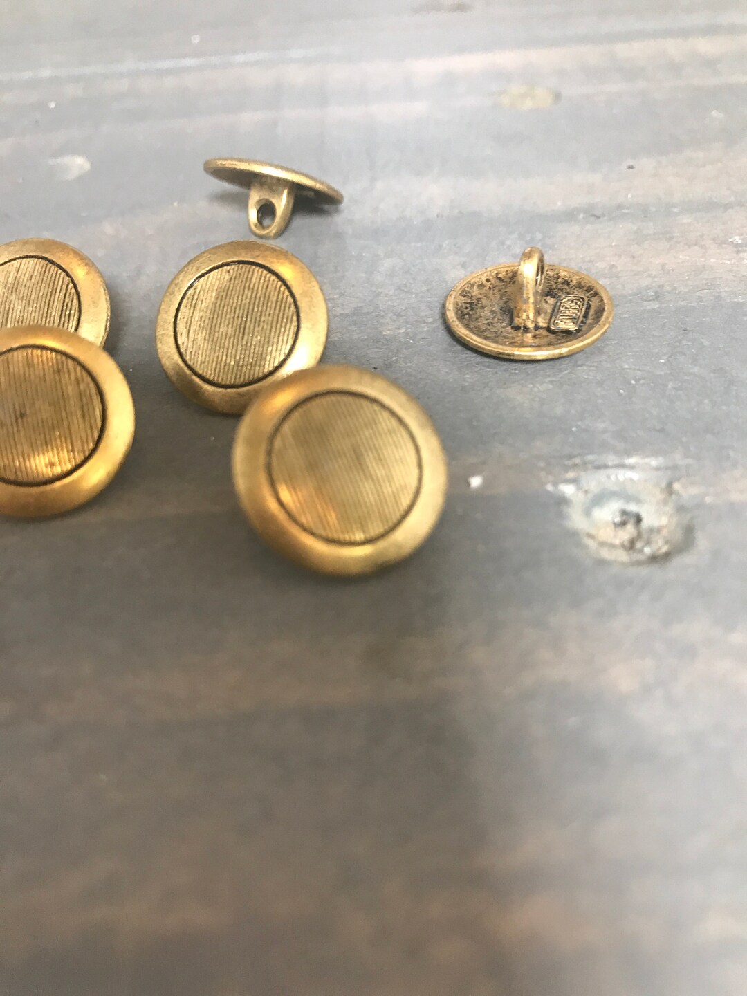 Gold Round Buttons With Center Design of Lines (8 Pcs) - Etsy