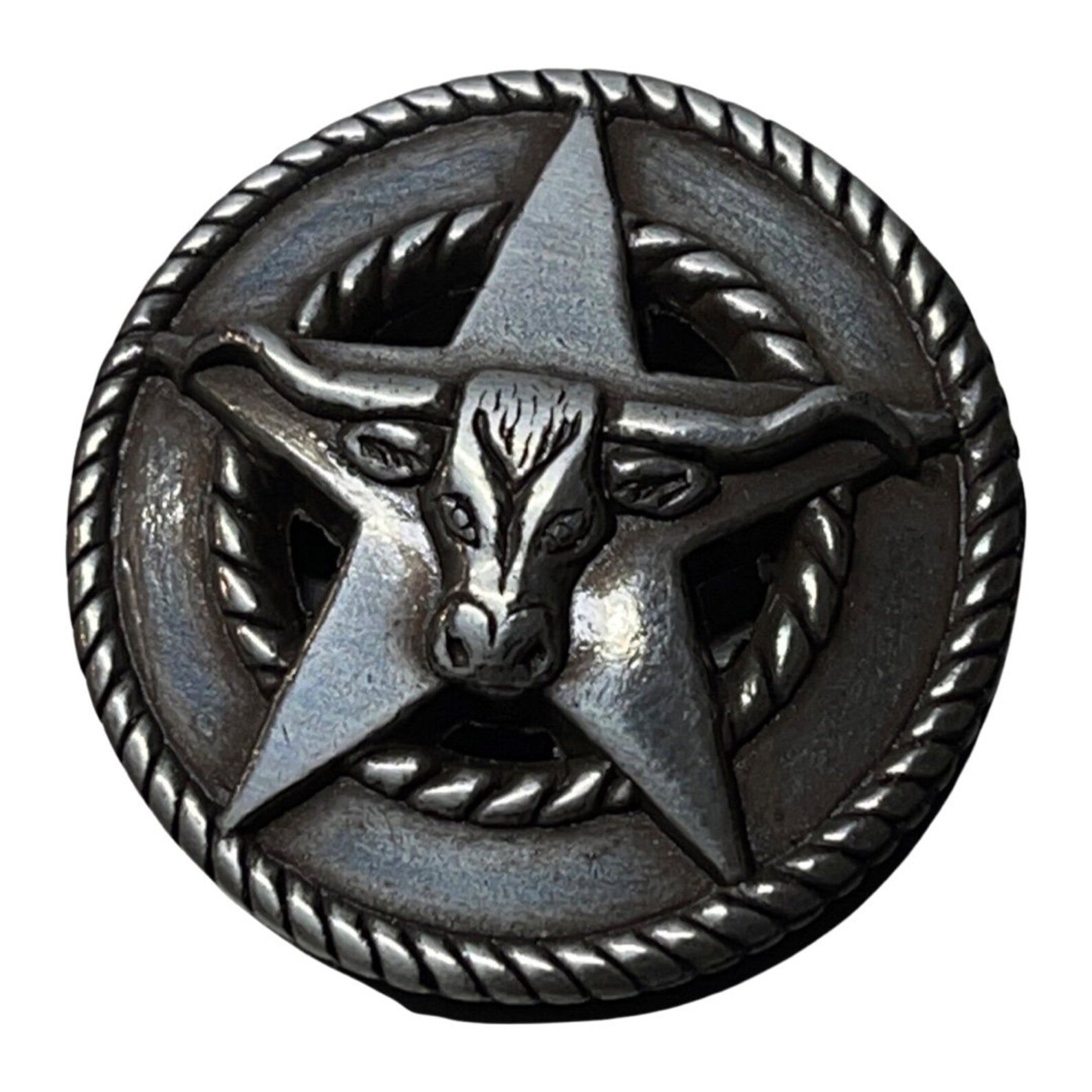 5 Pieces Longhorn / Star / Cowboy / Cattle Silver Conchos With Screws ...
