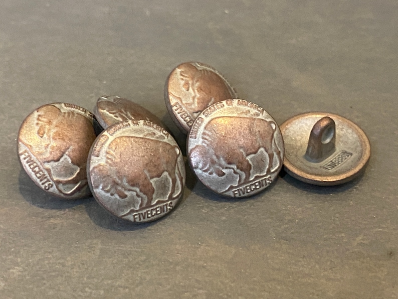 6pcs Copper Replica Buffalo Nickel Button 5/8 With - Etsy