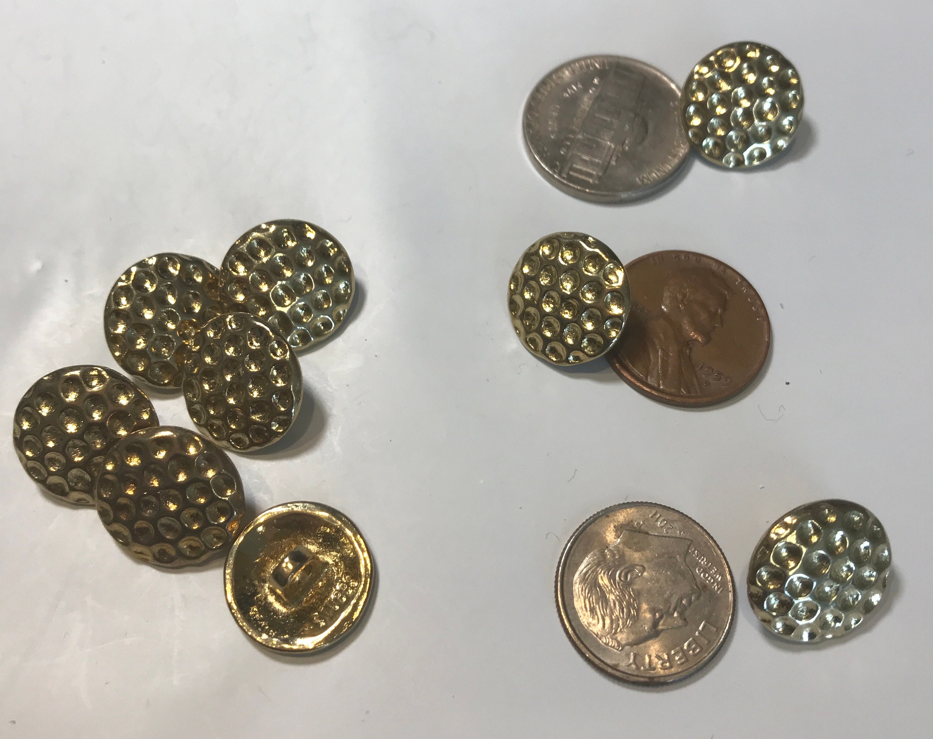 8 Pieces Gold Metal Buttons + 1 Pair Matching Cuff Links; Golf Ball ...