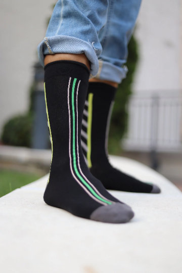 Coloridos calcetines brillantes de neón geométrico para | Etsy