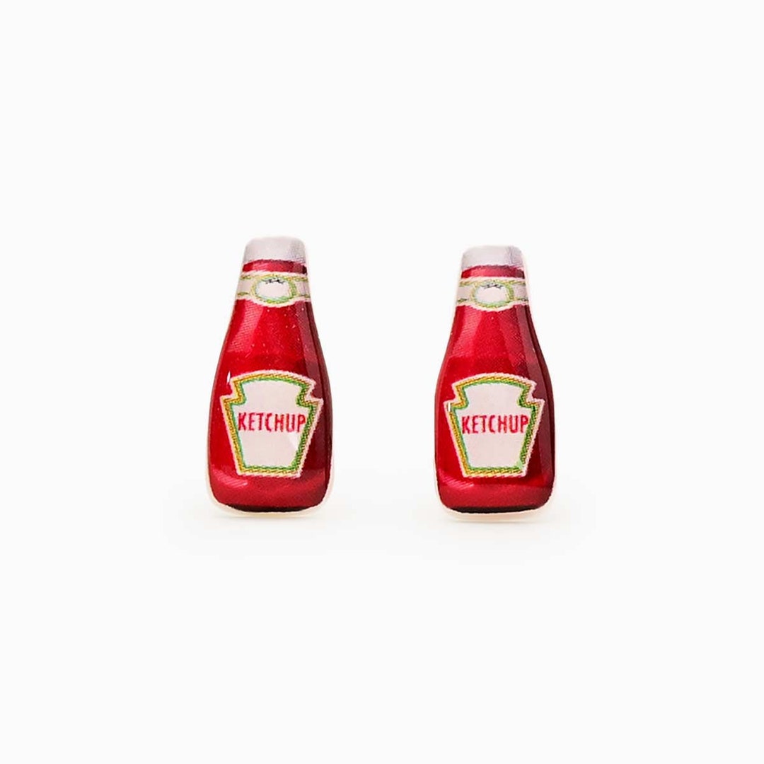 Ketchup Fun Stud Earrings Unique Food Earrings for Women Cute Ear Studs ...
