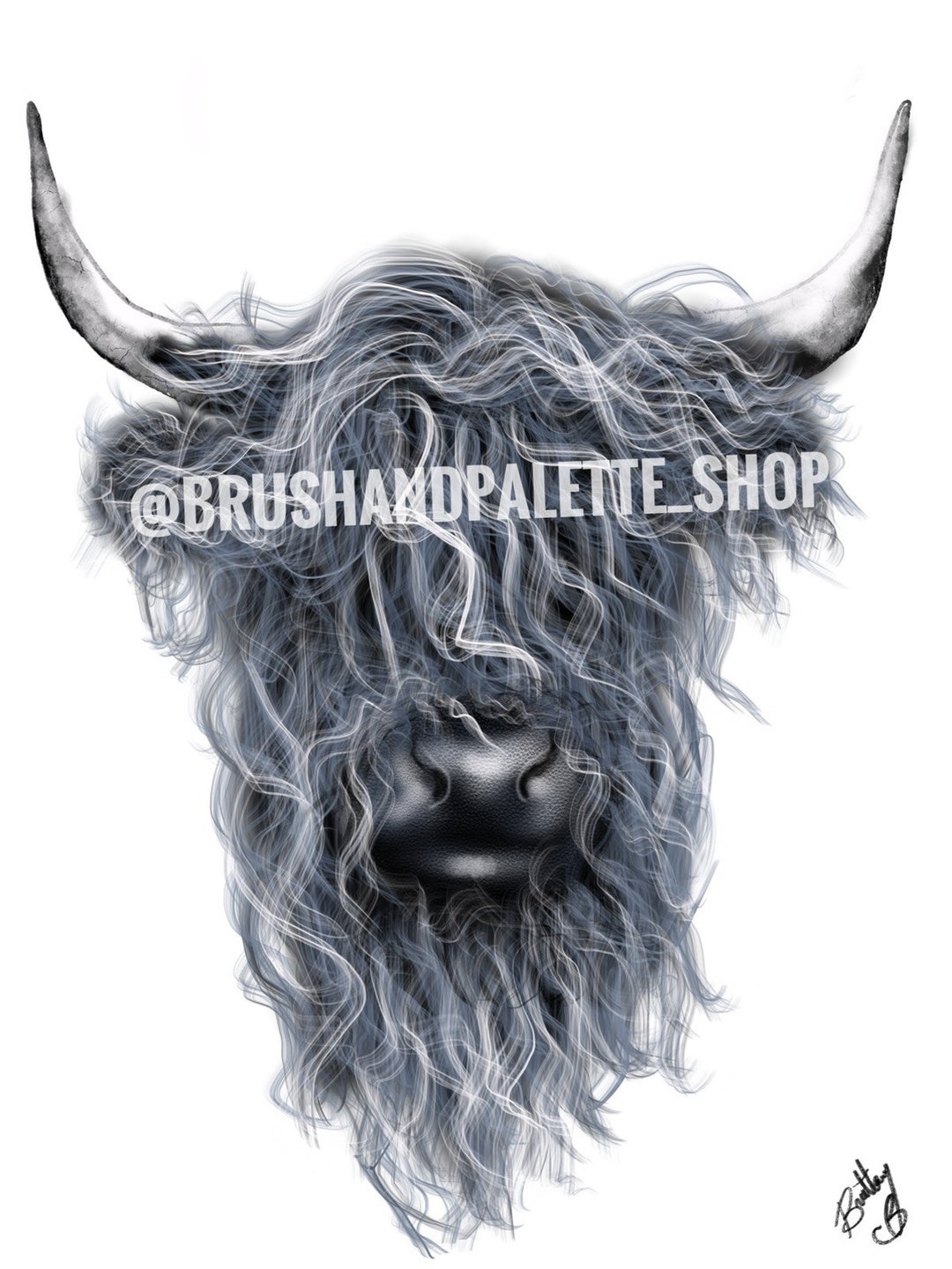 Harry the Highland Cow Digital Art Print Original - Etsy