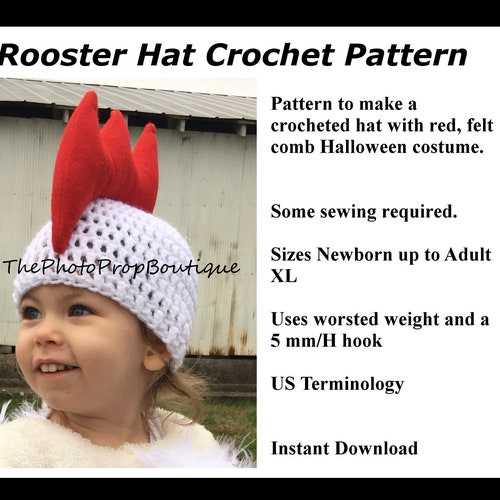 Rooster Hat Crochet PATTERN DIGITAL PDF Chicken Hat Pattern - Etsy