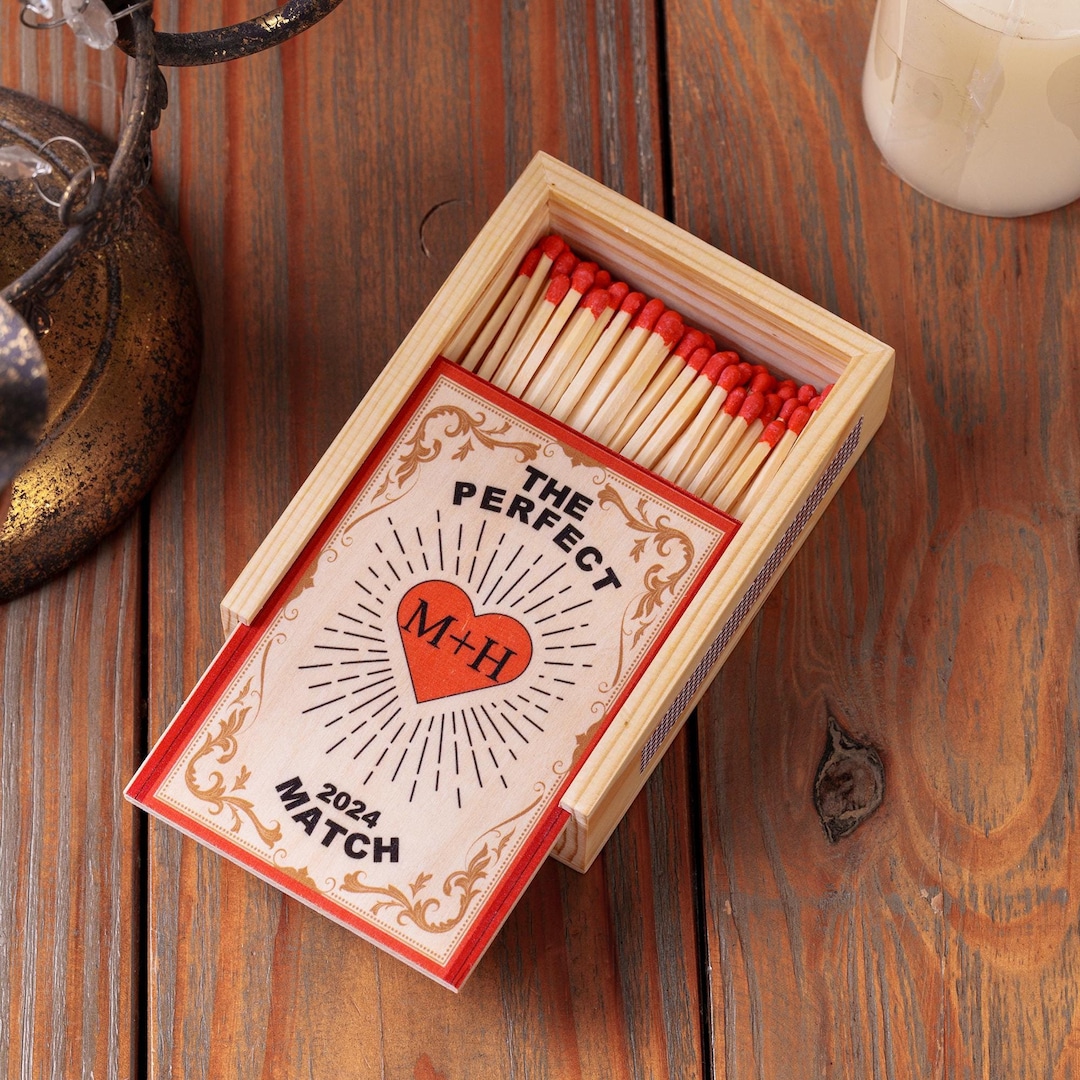 Personalized Wood Match Box, Custom Couples Large Matchbox,housewarming ...