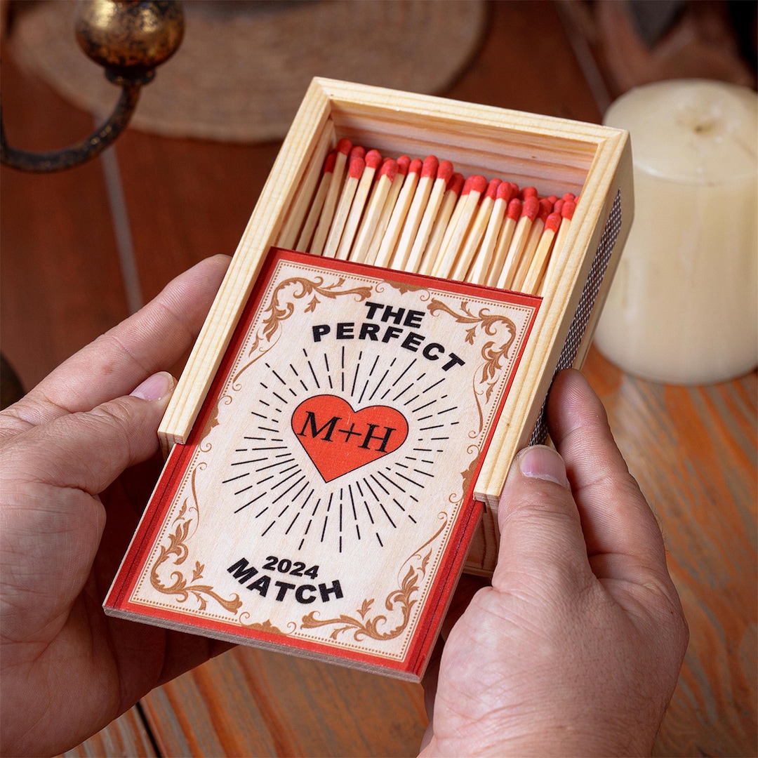 Wood Match Box,personalized Large Couple Matchbox, the Perfect Match ...