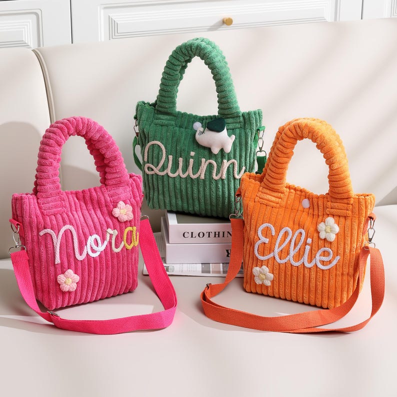 Personalized Corduroy Name Crossbody Bag, Custom Children Travel Bag ...