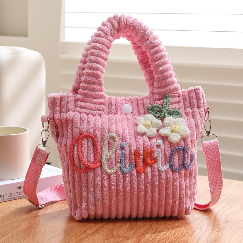 Personalized Corduroy Name Crossbody Bag, Custom Children Travel Bag ...