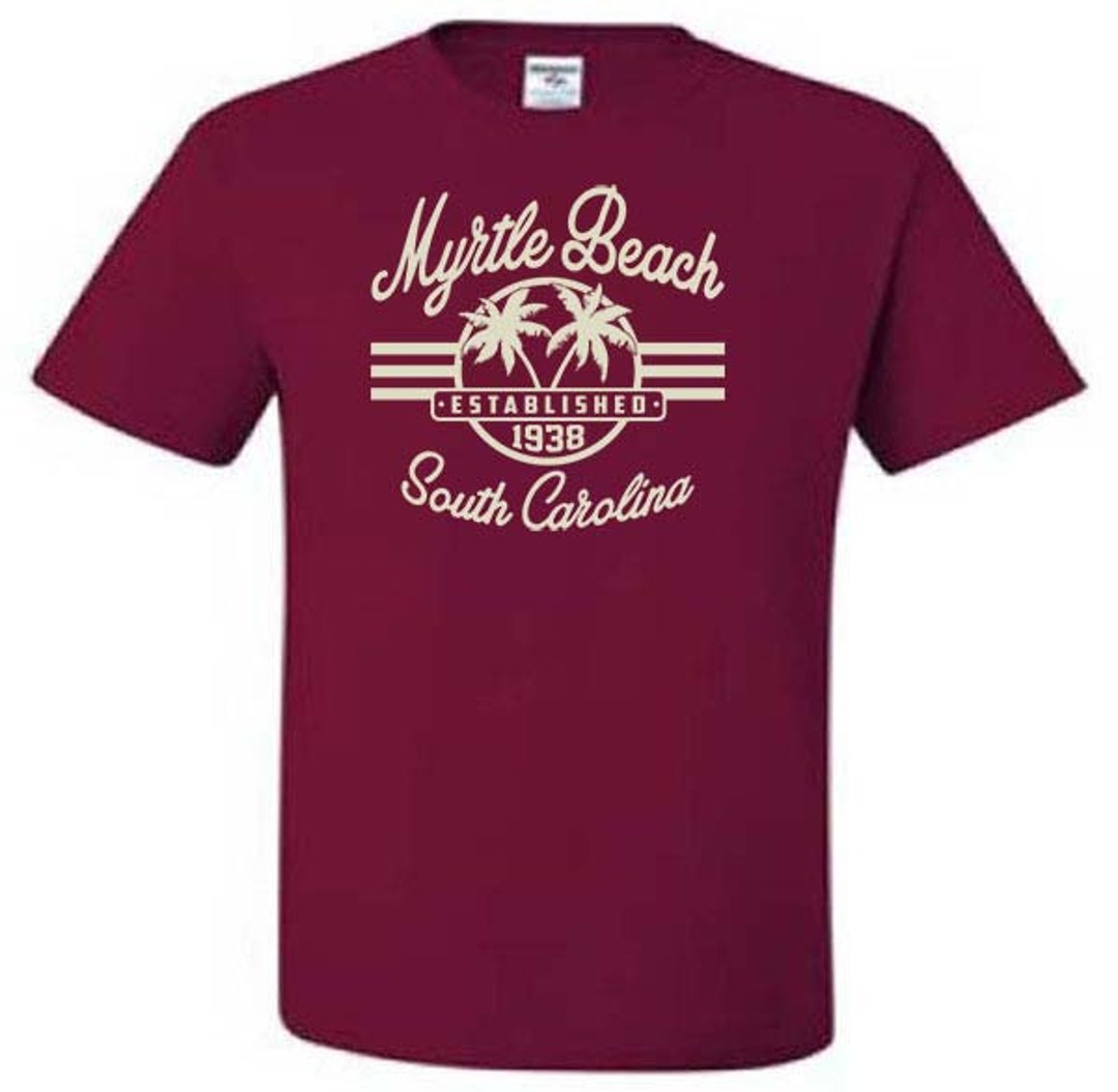 T-shirt MYRTLE BEACH BEAUTIFUL South Carolina Ivory or Charcoal Black ...