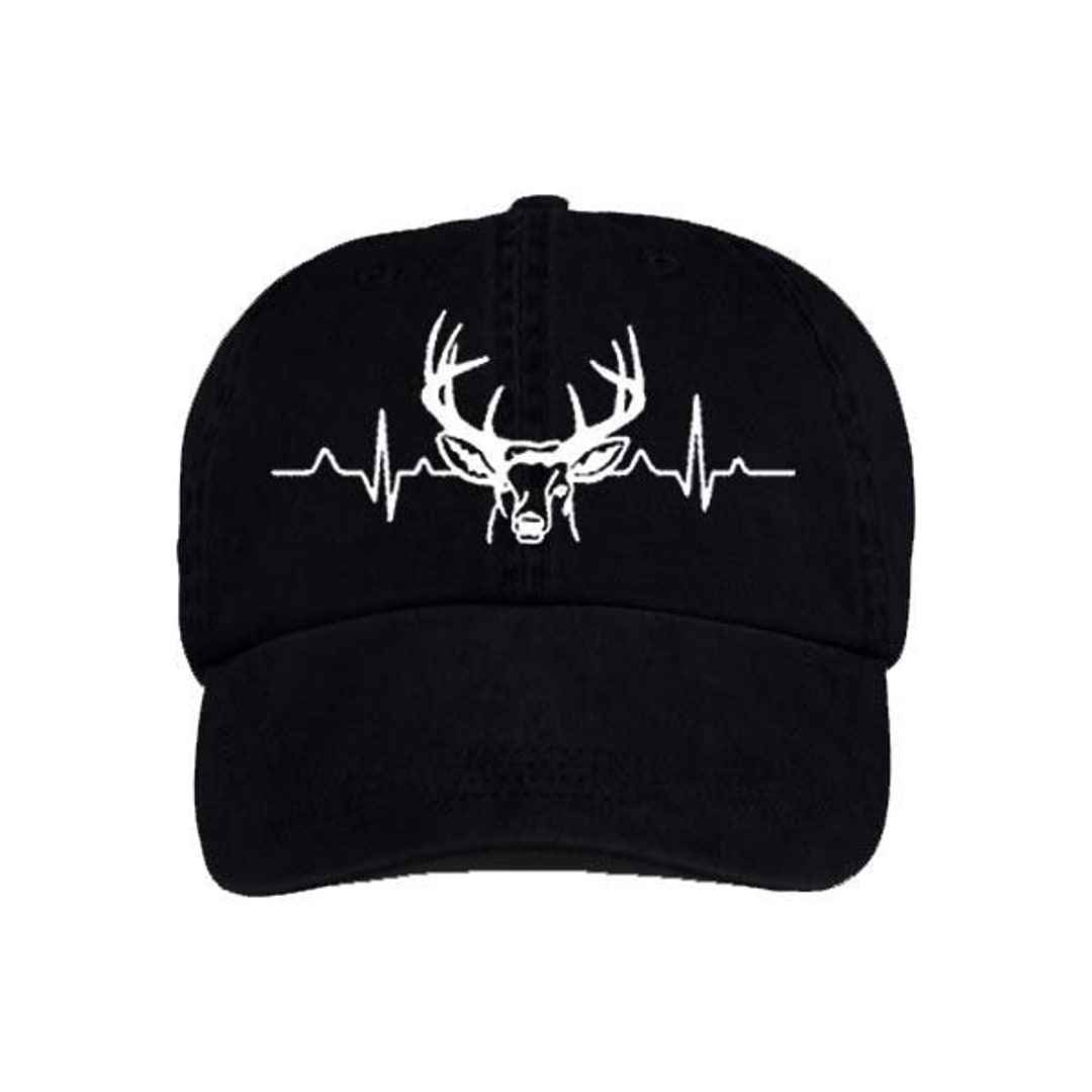 DEER HEAD HEARTBEAT Pulse Deer Buck Hunting Baseball Style Cap Hat ...