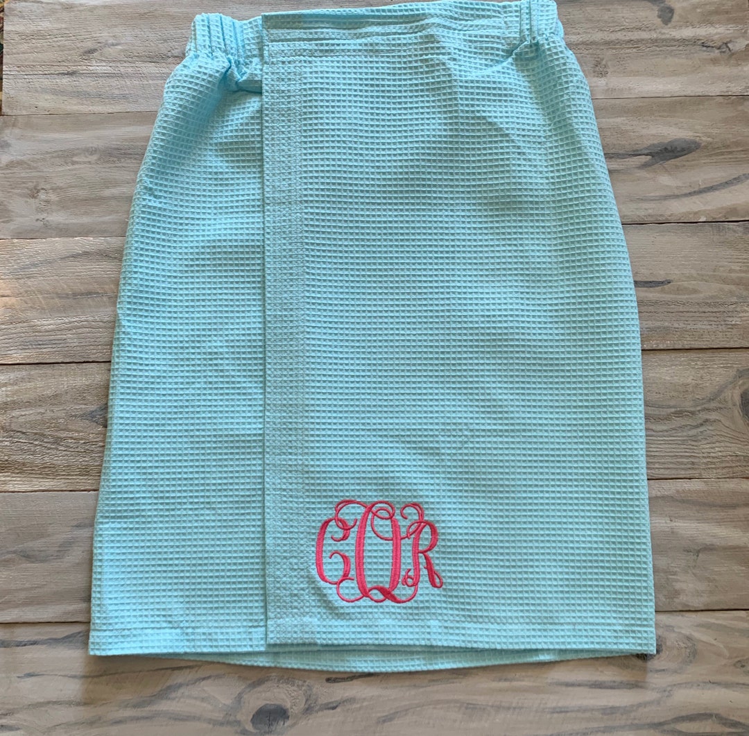 Monogram Towel Wrap, Monogram Bath Wrap, Monogram Shower Wrap, Waffle ...