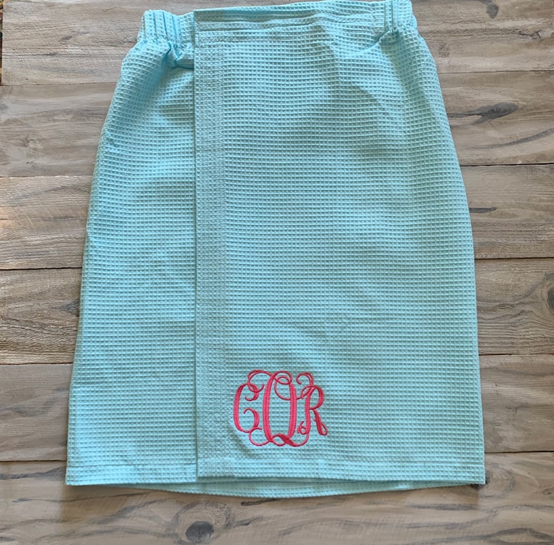 Monogram Towel Wrap, Monogram Bath Wrap, Monogram Shower Wrap, Waffle ...