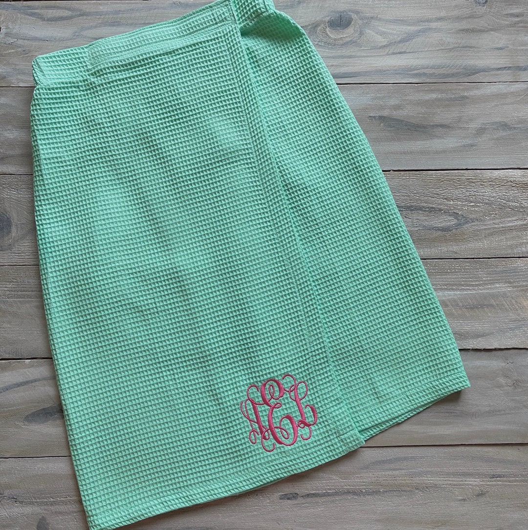 Monogram Towel Wrap, Monogram Bath Wrap, Monogram Shower Wrap, Waffle ...