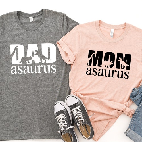Momasaurus Dadasaurus Mom and Dad Dinosaur Shirts Dinosaur - Etsy